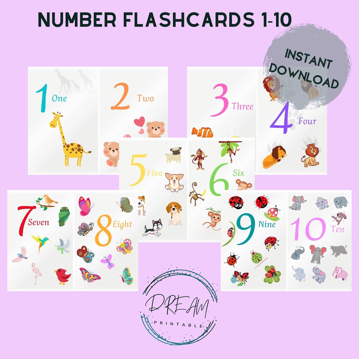 Number Flashcards for Preschoolers Numbers Flashcard Number - Etsy