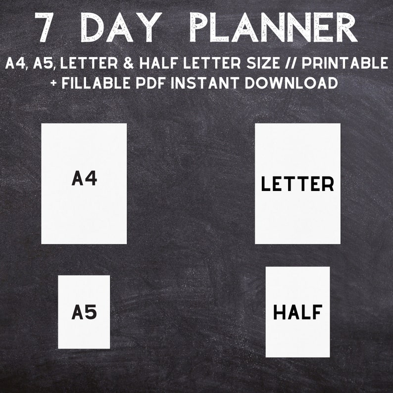 Printable 7 Day Planner, Daily Planner, Weekly Planner, to Do List, Day ...