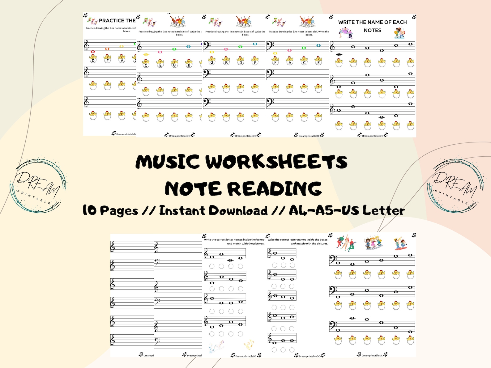 Music Worksheets, Note Reading, Music Printable, Piano Lesson, Music ...