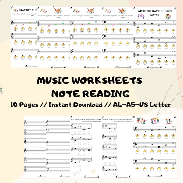 Piano Note Reading Worksheets - Etsy
