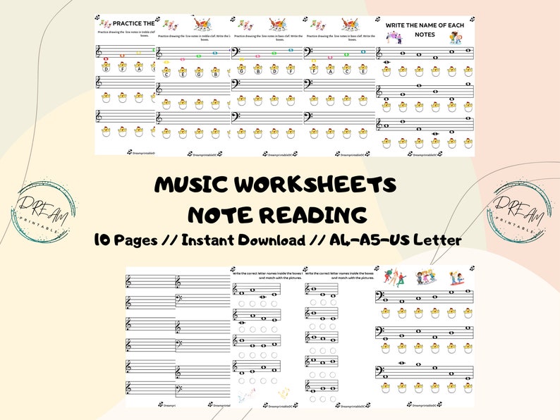 Music Worksheets, Note Reading, Music Printable, Piano Lesson, Music ...
