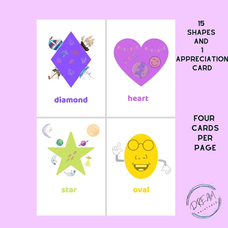 Shapes Flashcards Printable Shapes Flashcards Preschool - Etsy