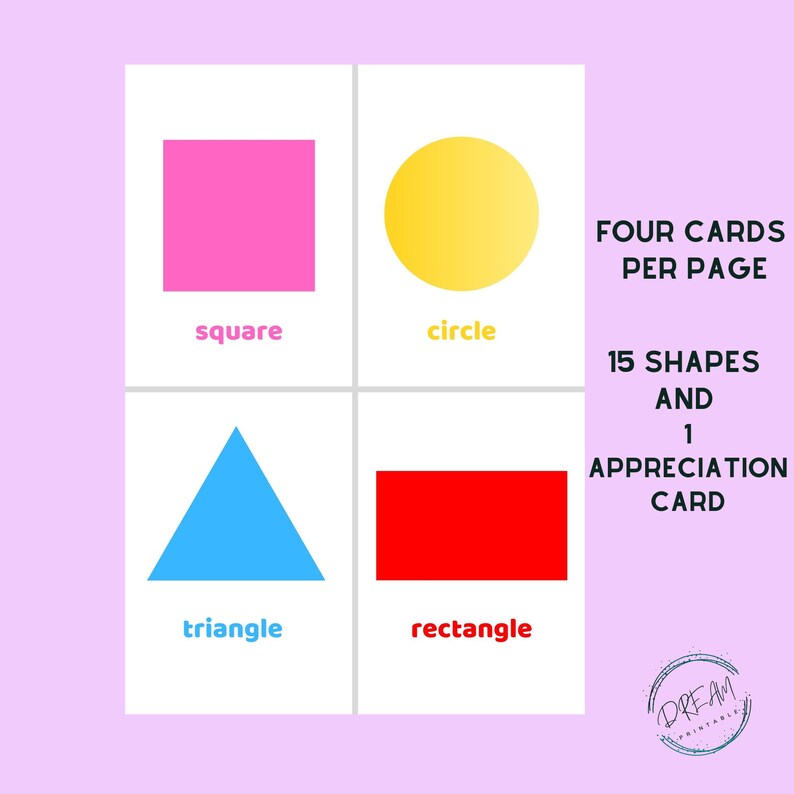 Shapes Flashcards, Printable Shapes Flashcards, Preschool Material ...