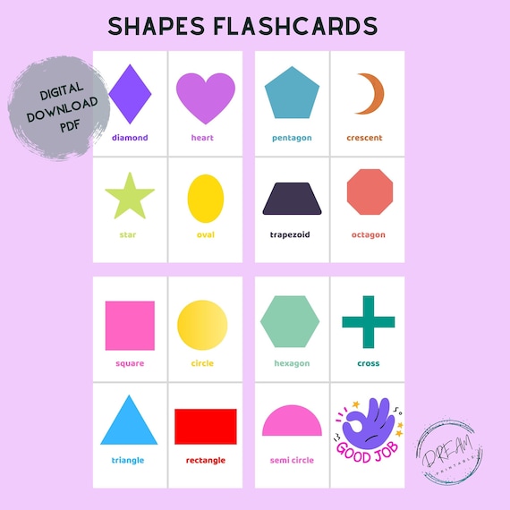 Shapes Flashcards Printable Shapes Flashcards Preschool - Etsy