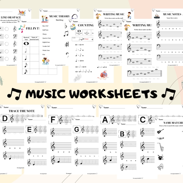 Printable Music Theory Note Template - Etsy UK