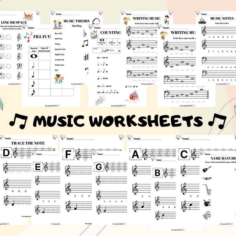 Worksheets Music Education - Etsy