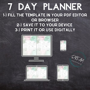 Printable 7 Day Planner, Daily Planner, Weekly Planner, to Do List, Day ...