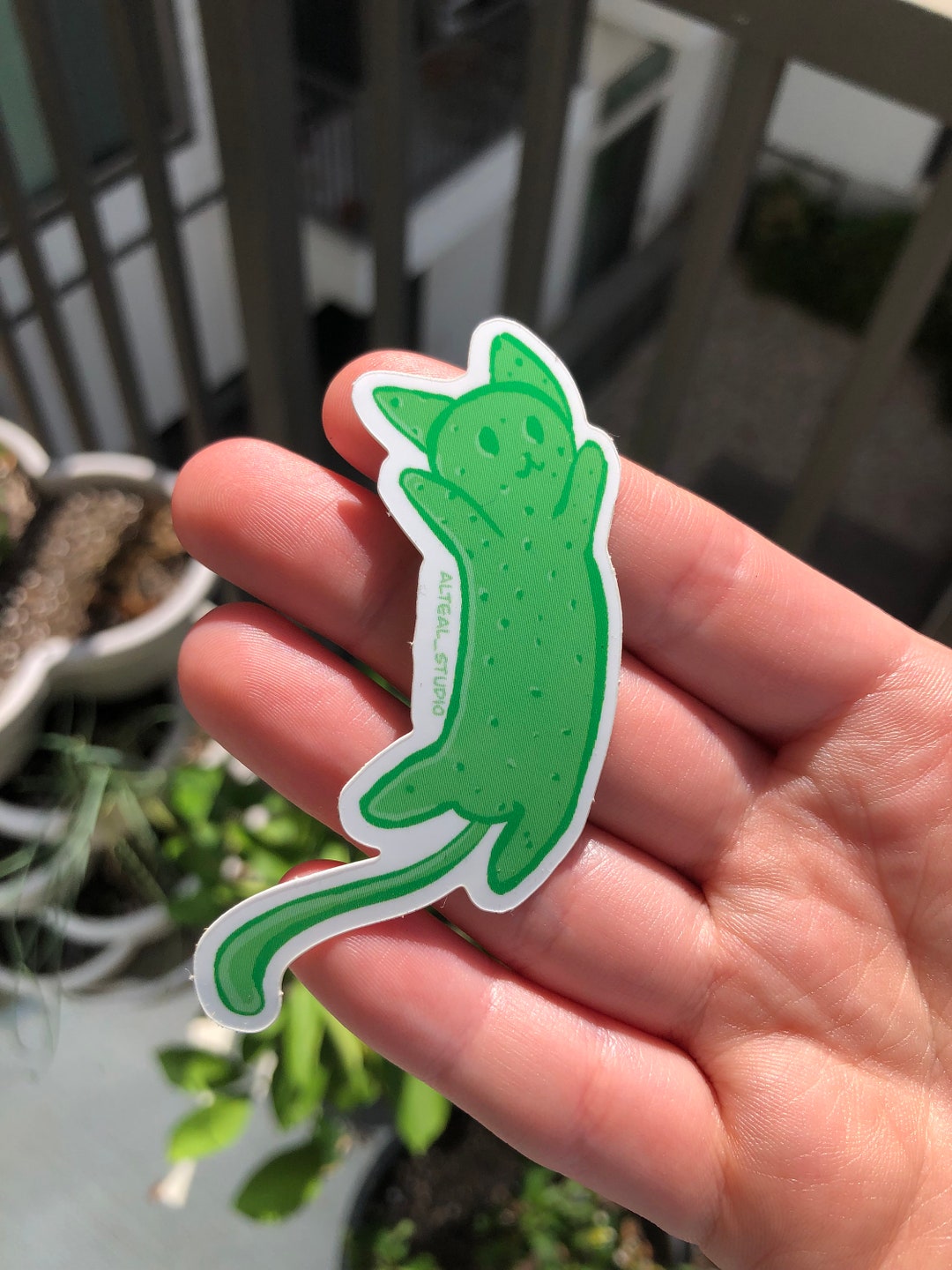 Pickle Cat Vinyl Die Cut Sticker - Etsy