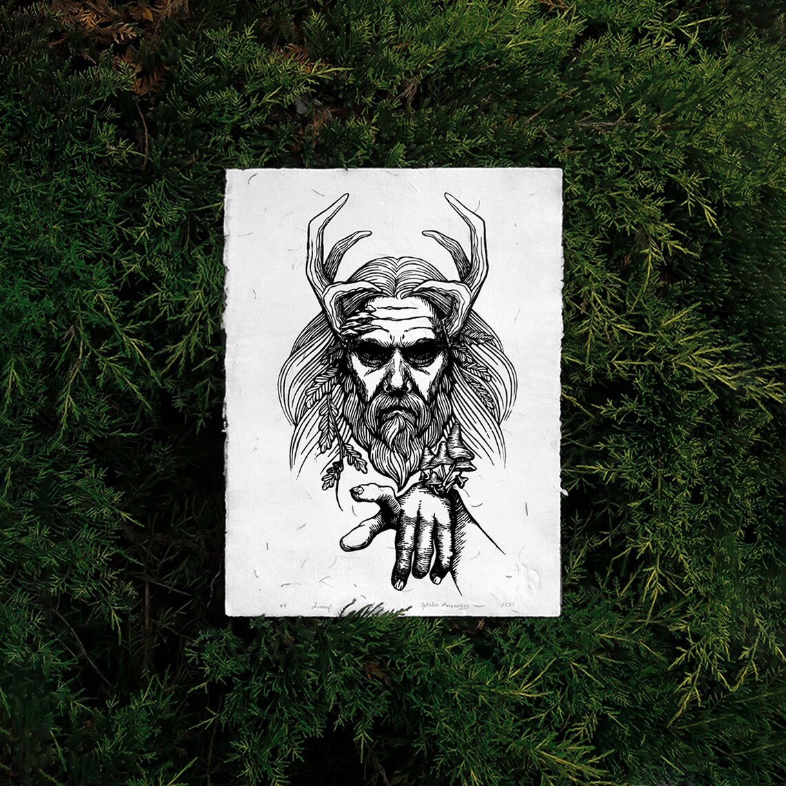 Linocut leshen Slavic Illustration for Mythology - Etsy