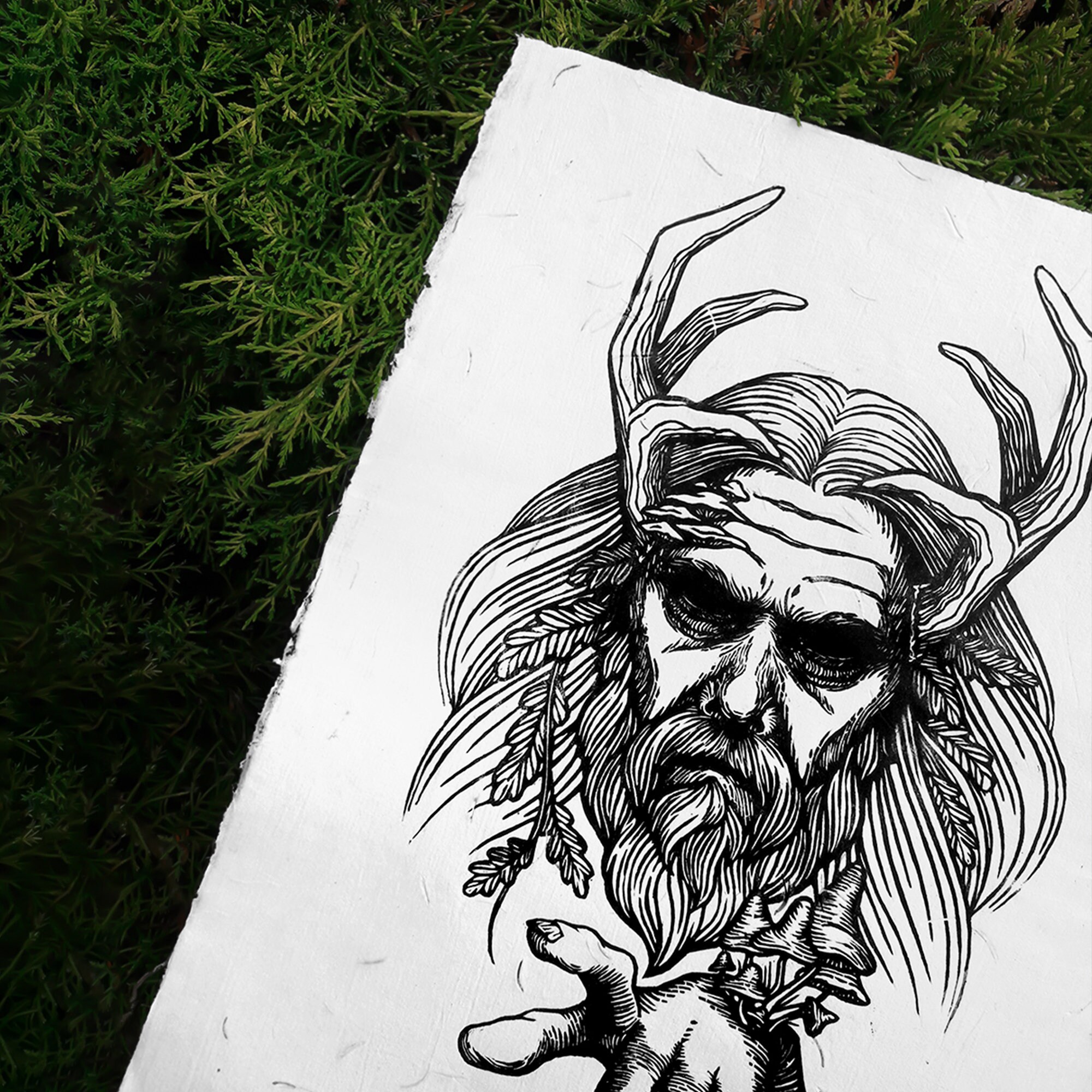Linocut leshen Slavic Illustration for Mythology - Etsy