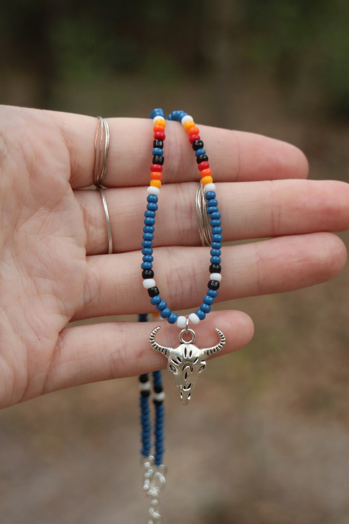 Western Bull Charm Beaded Choker | Tribal Chokers | Cowgirl Beaded ...