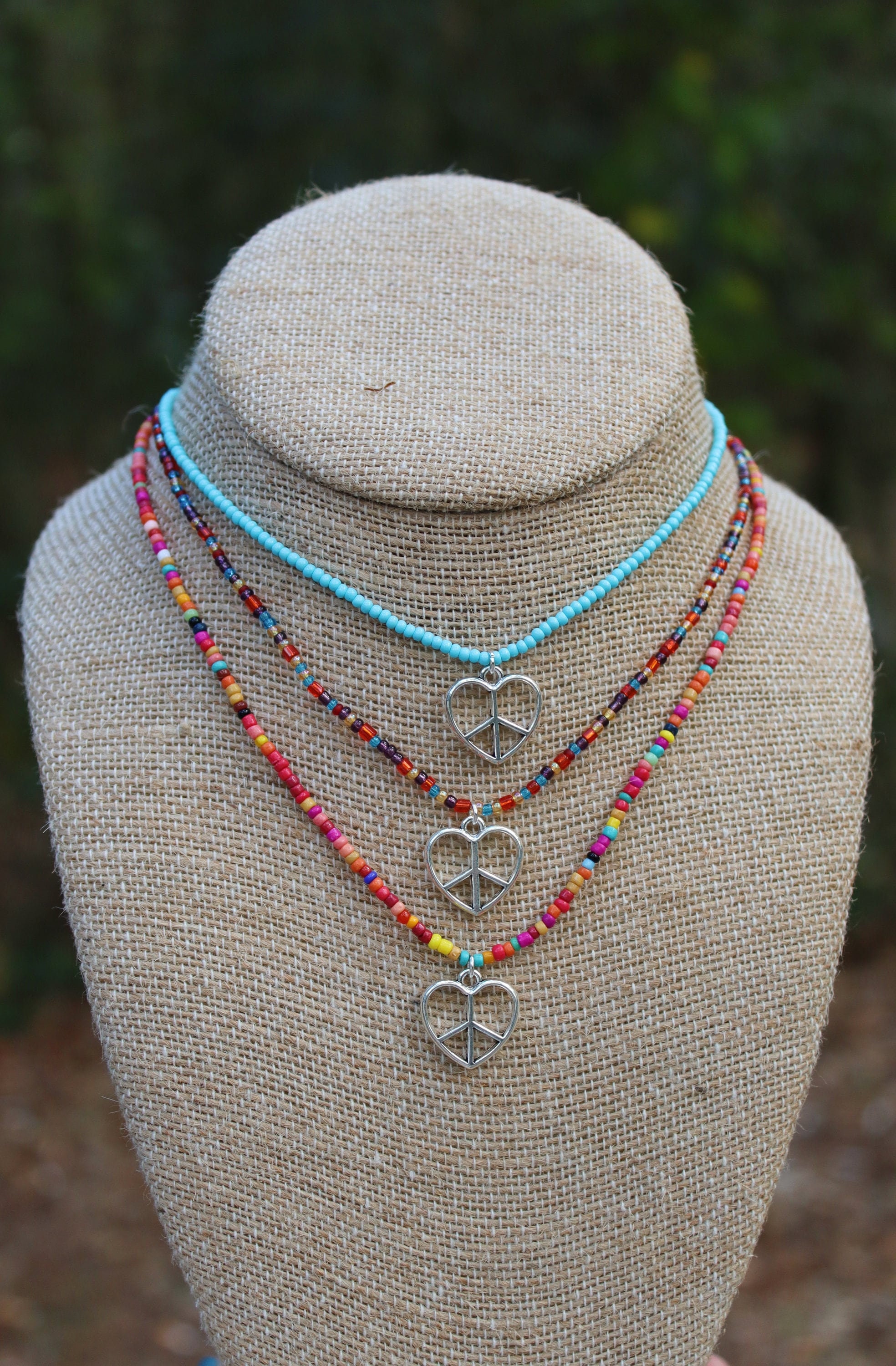 Peace Sign Seed Bead Necklaces | Peace Sign Pendant Necklace | Hippie ...