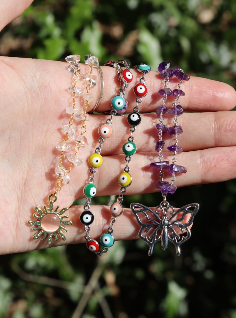 Rainbow Evil Eye Chokers | Evil Eye Jewelry | Indie Necklace | Hippie ...