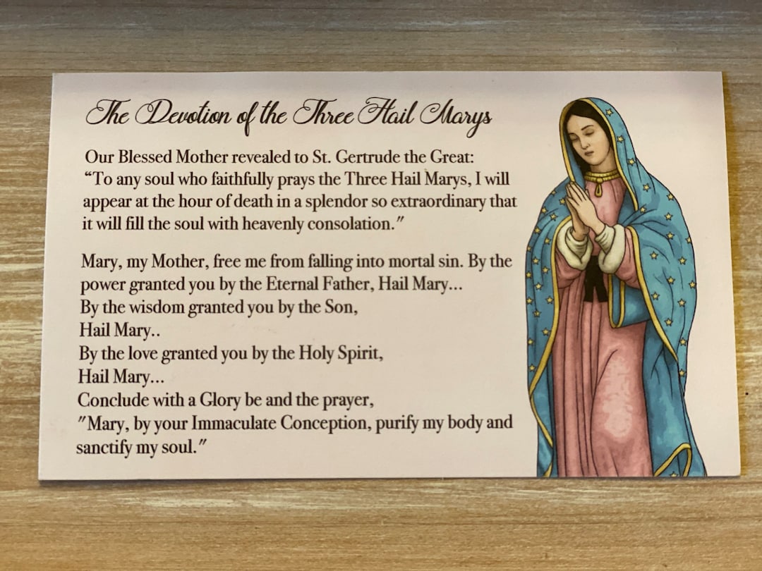 Three Hail Mary Devotion Card - Etsy
