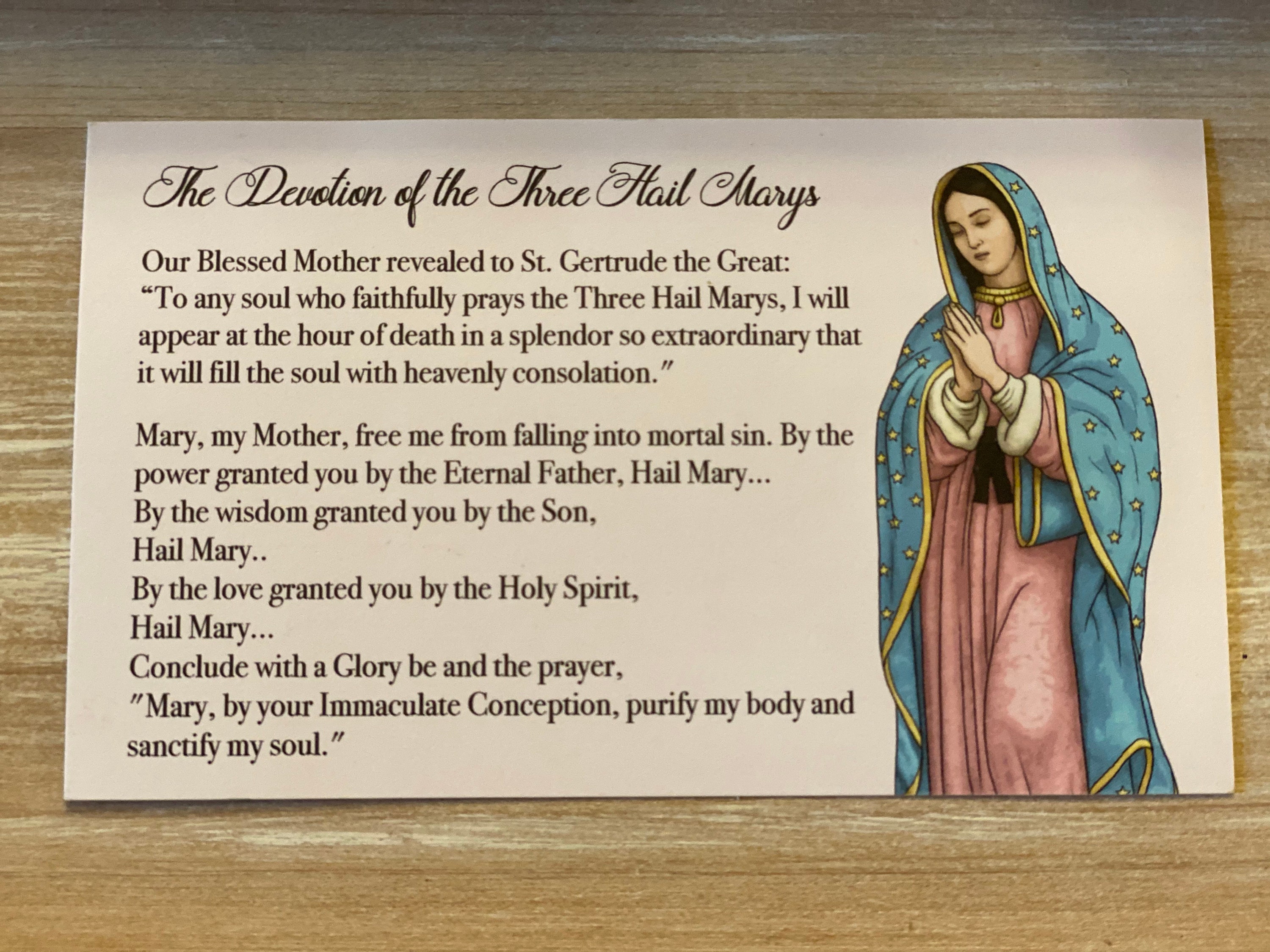 Three Hail Mary Devotion Card - Etsy