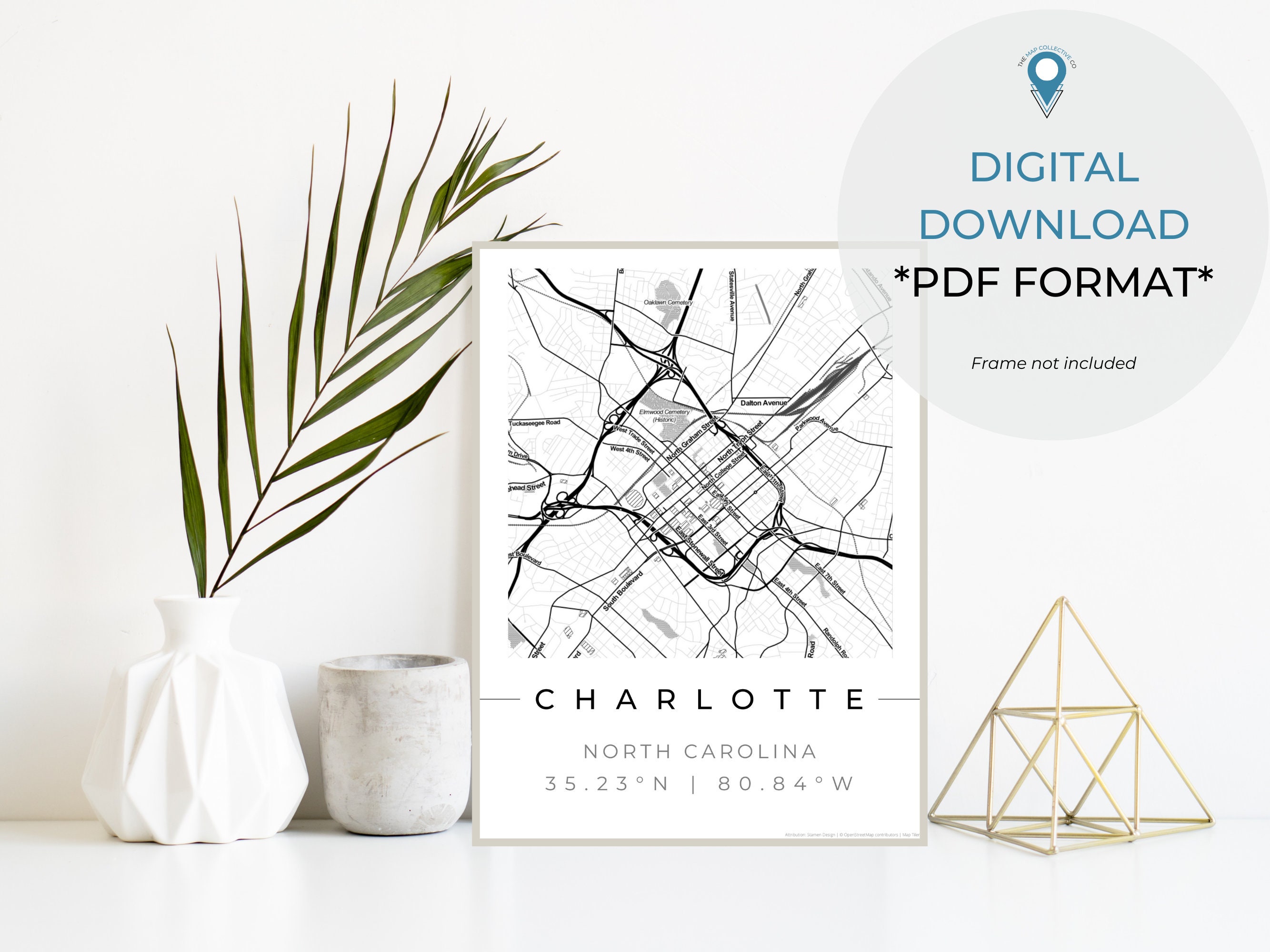 Charlotte City Map Digital Square Map Charlotte Neighborhood Map ...