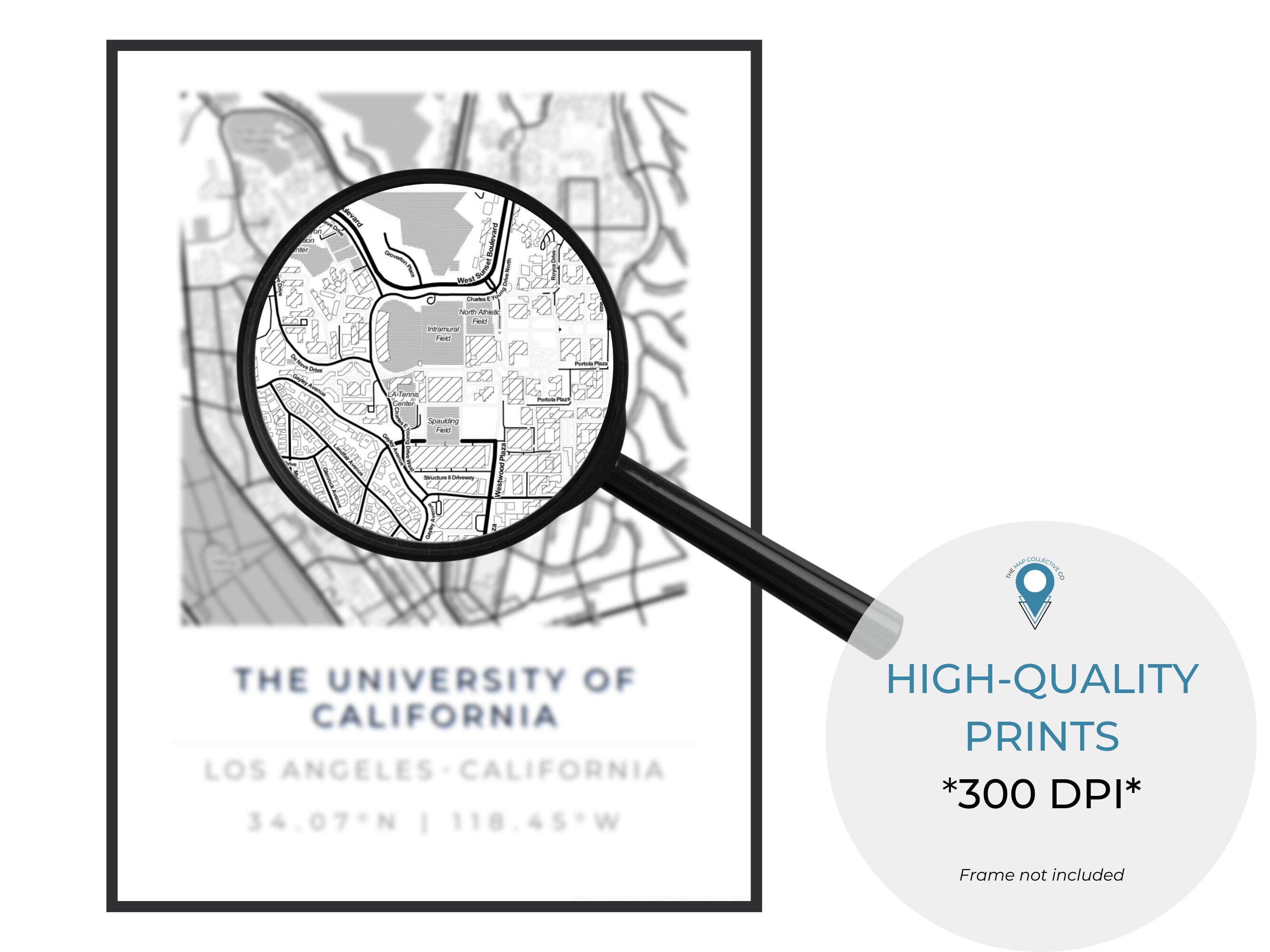 UCLA Map, Los Angeles Campus Map, Texas Wall Art, College Map Gifts for ...