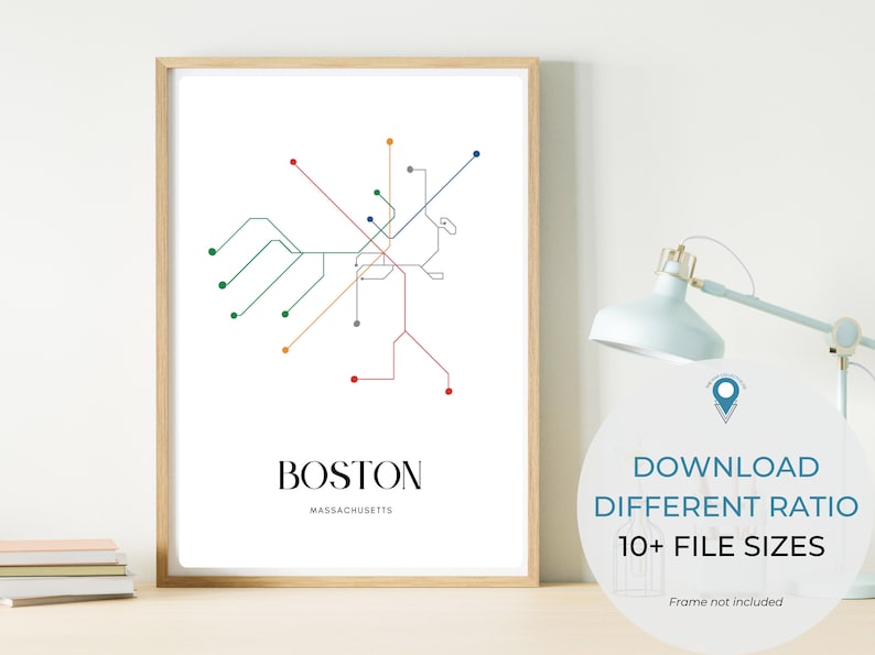 Boston Transit Wall Art, MBTA Map, Boston Train Map, Personalized ...