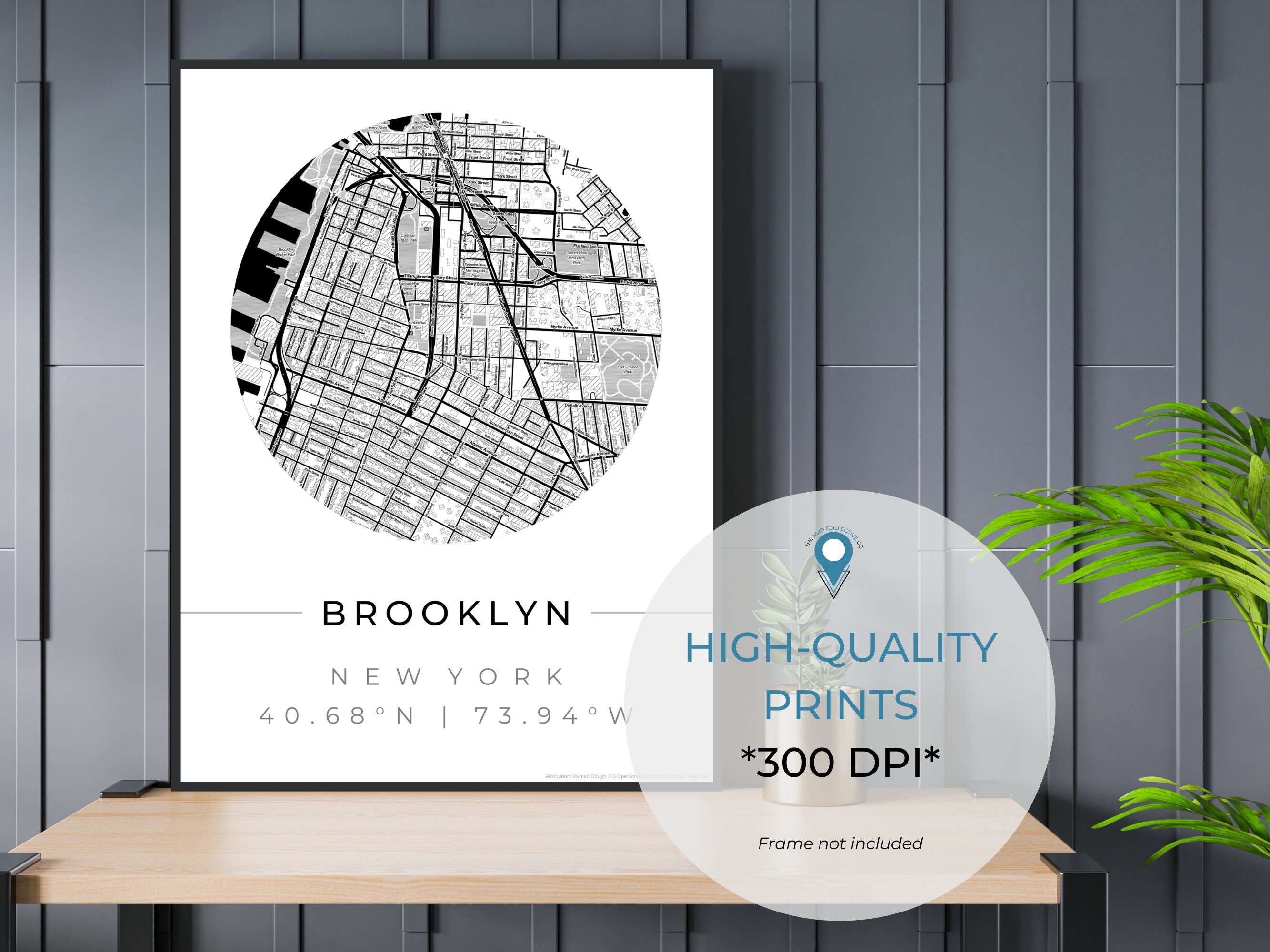 Brooklyn City Map Digital Circular Map NYC Neighborhood Map NYC Gifts ...