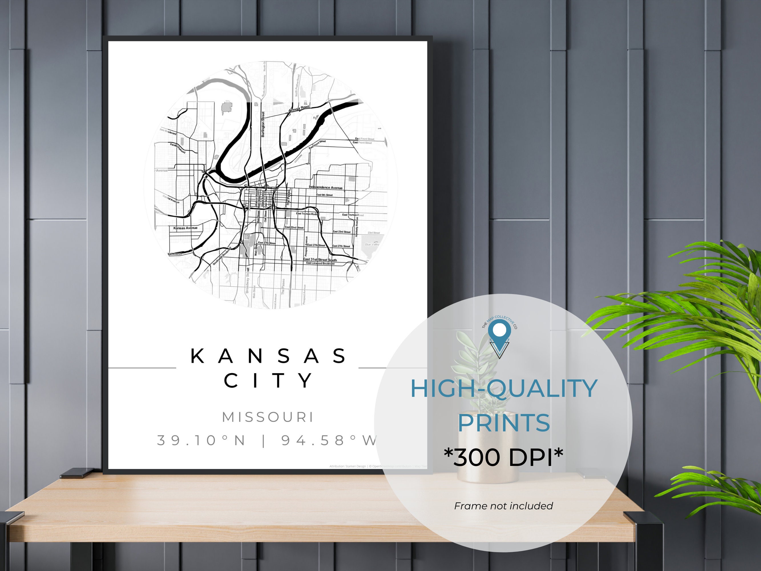 Kansas City Map Digital Circular Map Kansas City Neighborhood Map ...
