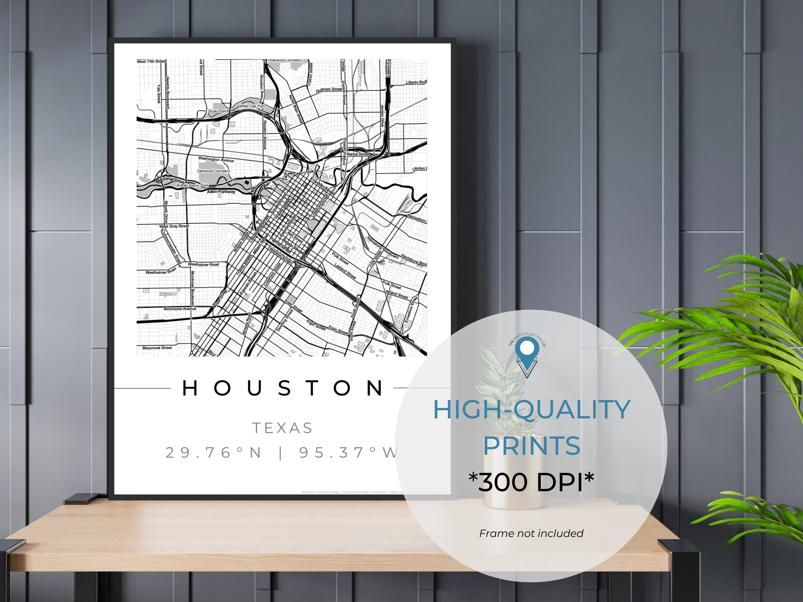 Houston City Map Digital Square Map Houston Neighborhood Map Houston ...