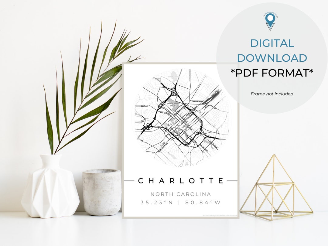 Charlotte City Map | Digital Circular Map | Charlotte Neighborhood Map ...