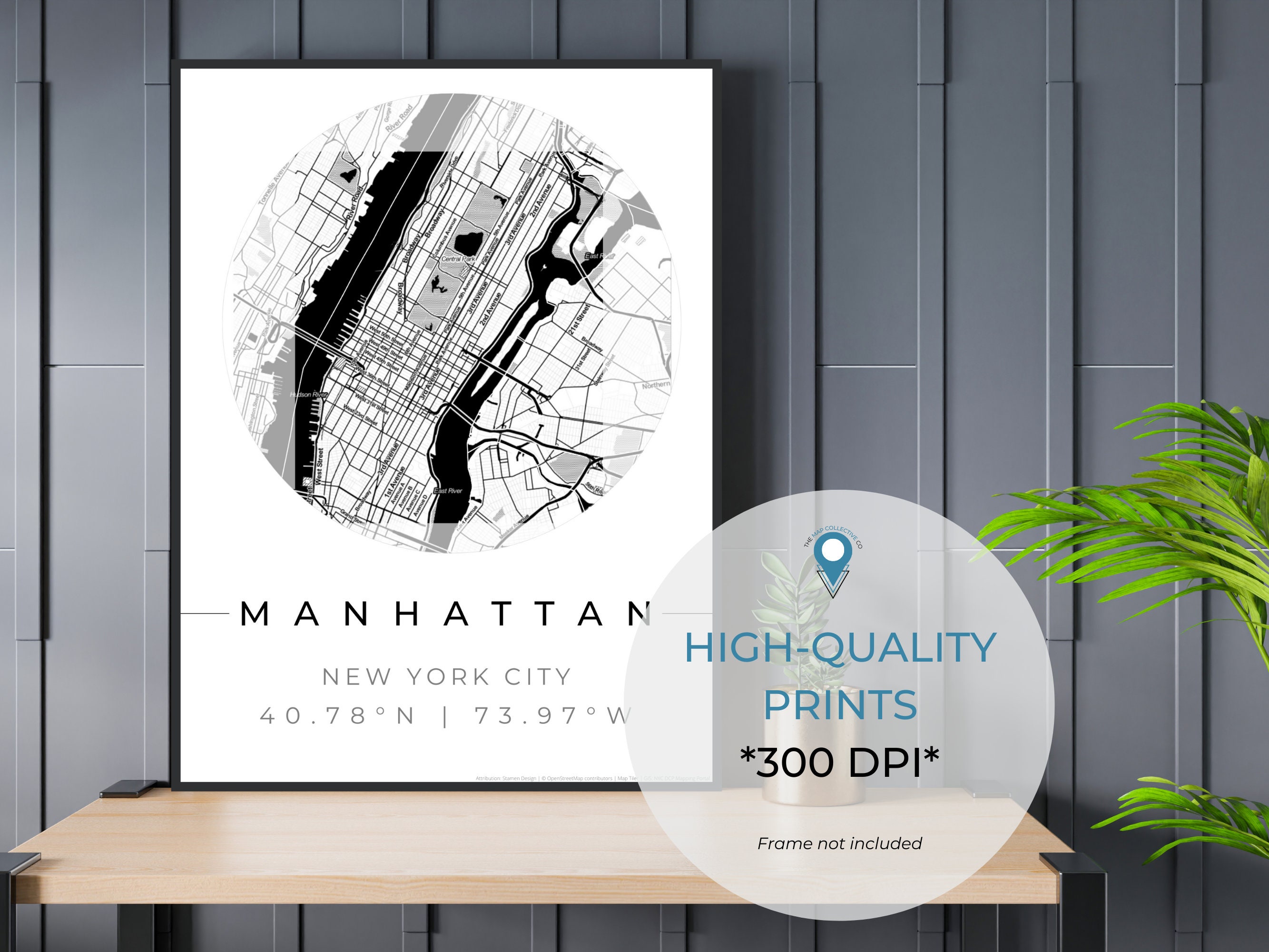 Manhattan City Map Digital Circular Map NYC Neighborhood Map NYC Gifts ...