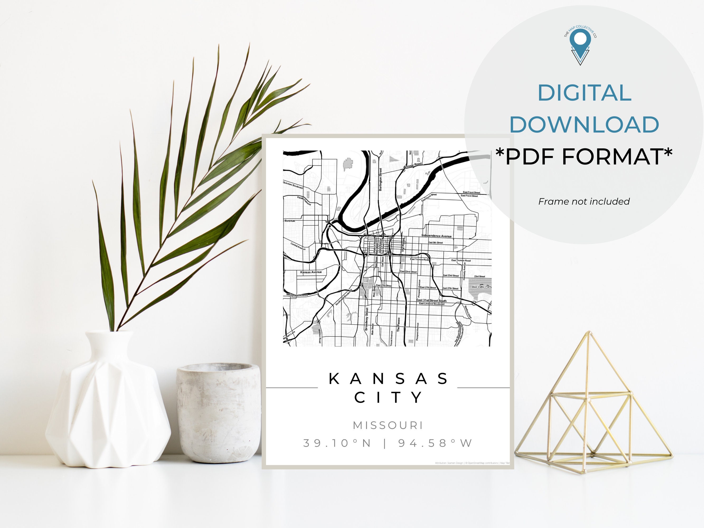 Mapa de Kansas City / Mapa de la plaza digital / Mapa del - Etsy México
