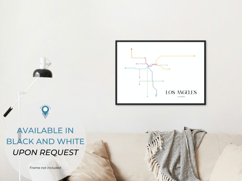 Los Angeles Transit Wall Art, Metror Map, LA Train Map, Personalized ...