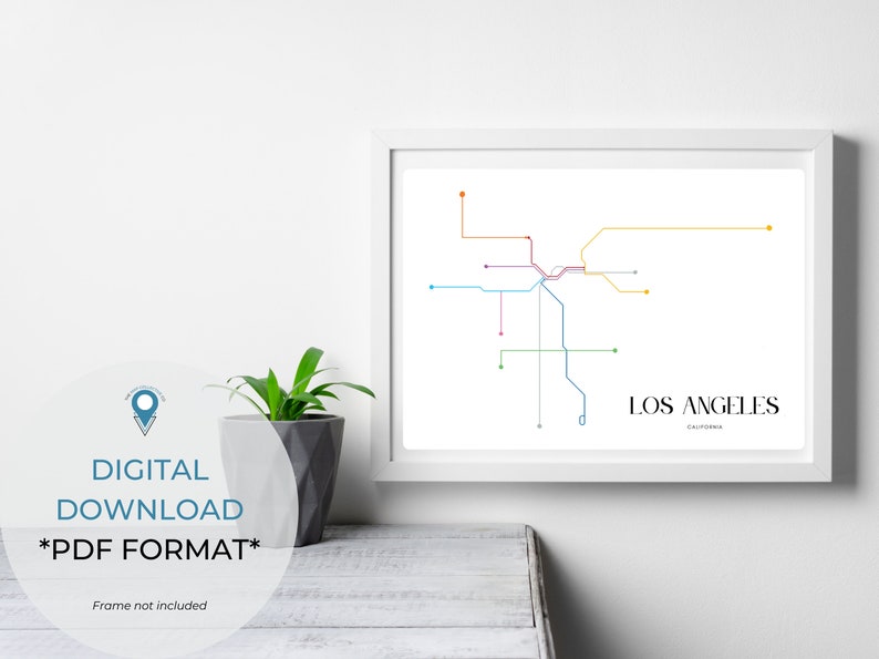 Los Angeles Transit Wall Art, Metror Map, LA Train Map, Personalized ...