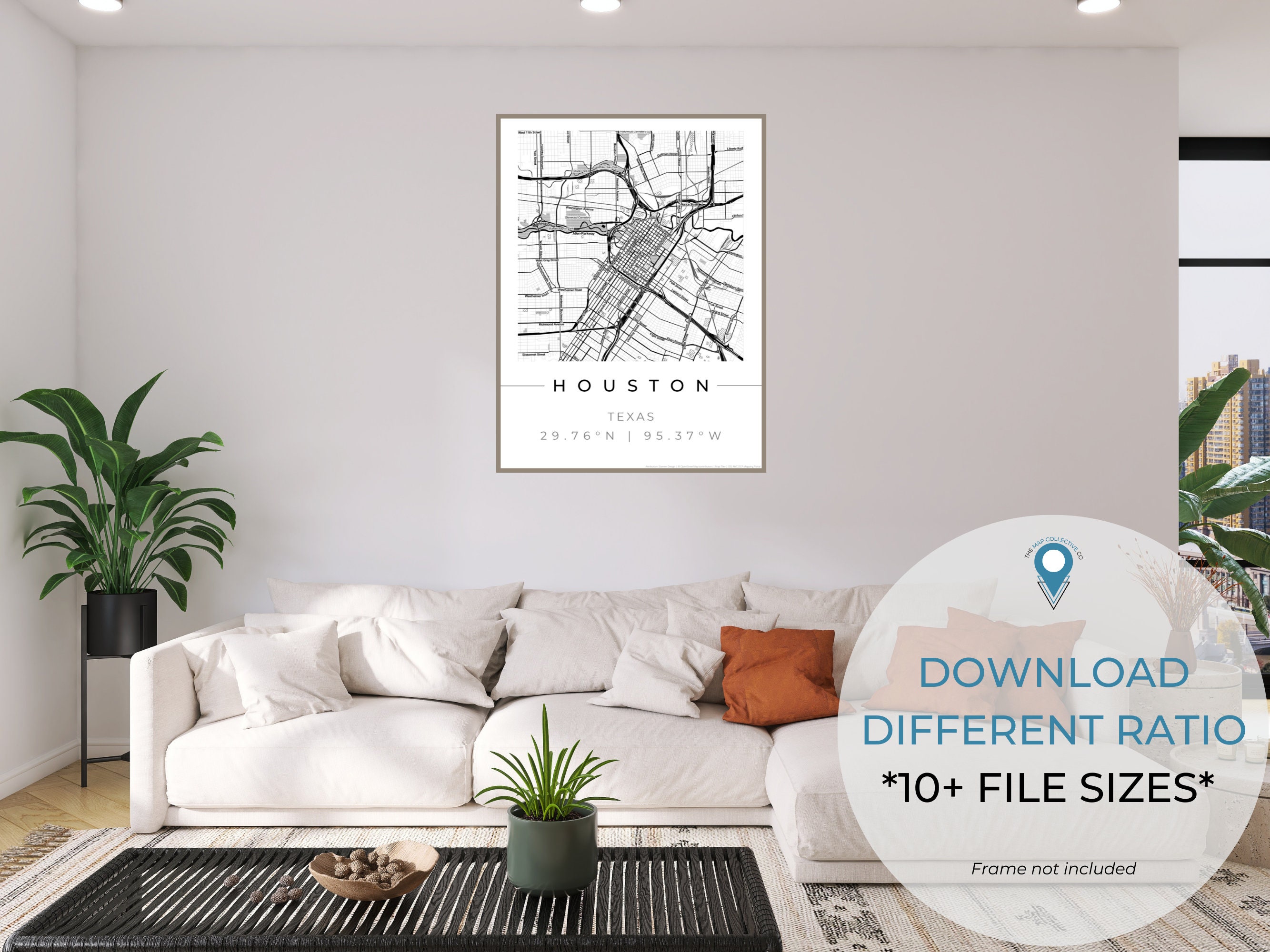 Houston City Map Digital Square Map Houston Neighborhood Map Houston ...