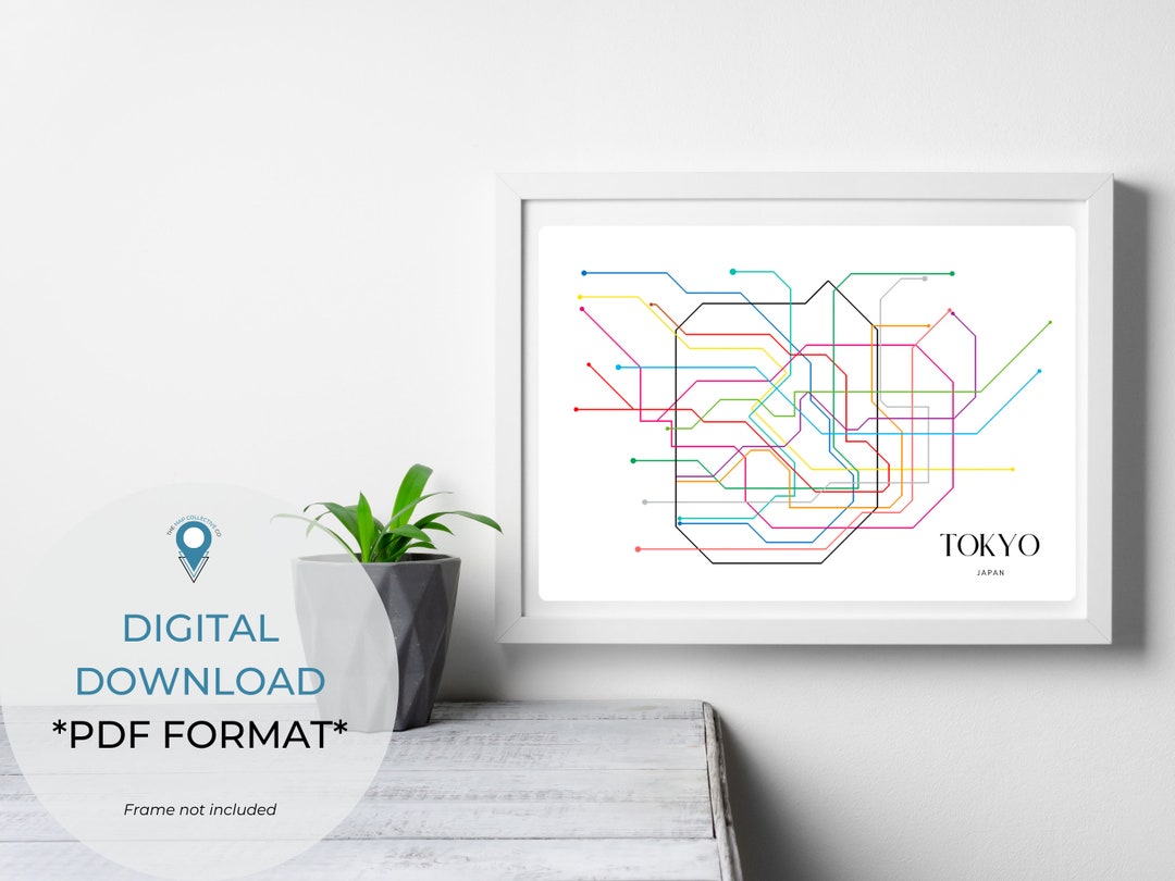 DIGITAL Tokyo Transit Art Poster, Tokyo Subway Map Wall Art, Tokyo ...