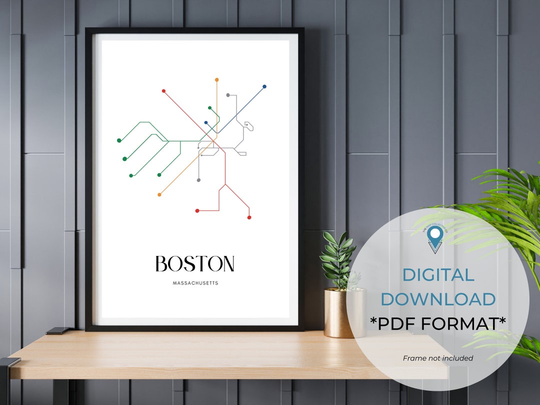 Boston Transit Wall Art, MBTA Map, Boston Train Map, Personalized ...