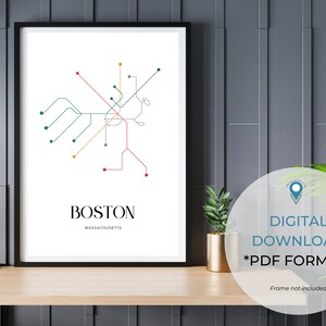 Boston Transit Wall Art, MBTA Map, Boston Train Map, Personalized ...