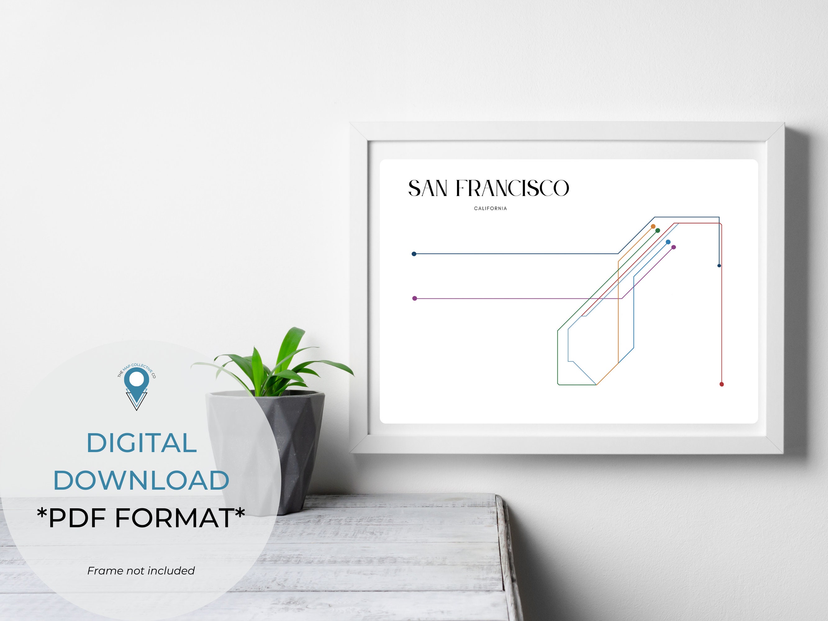 San Francisco Transit Wall Art, Metro Map, SFMTA Train Map ...