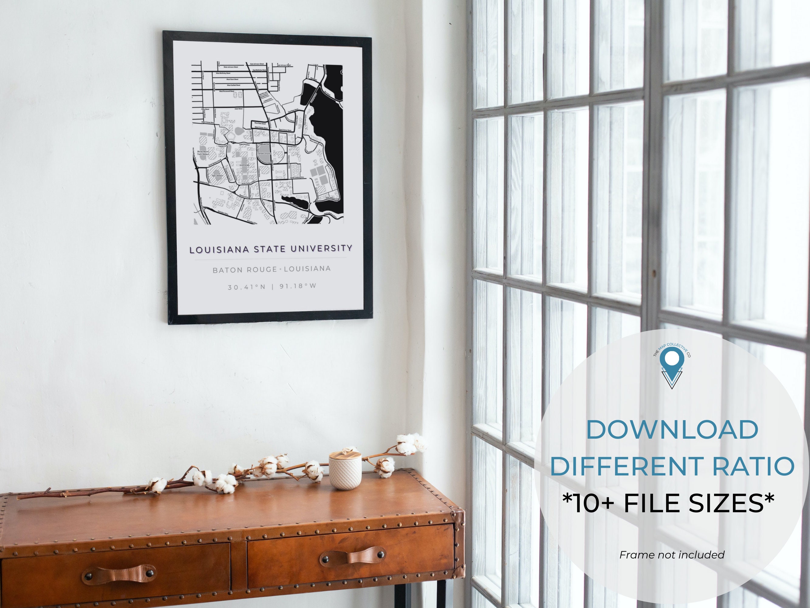 LSU Map, Square Campus Map, Louisiana Wall Art, College Map Gifts for ...