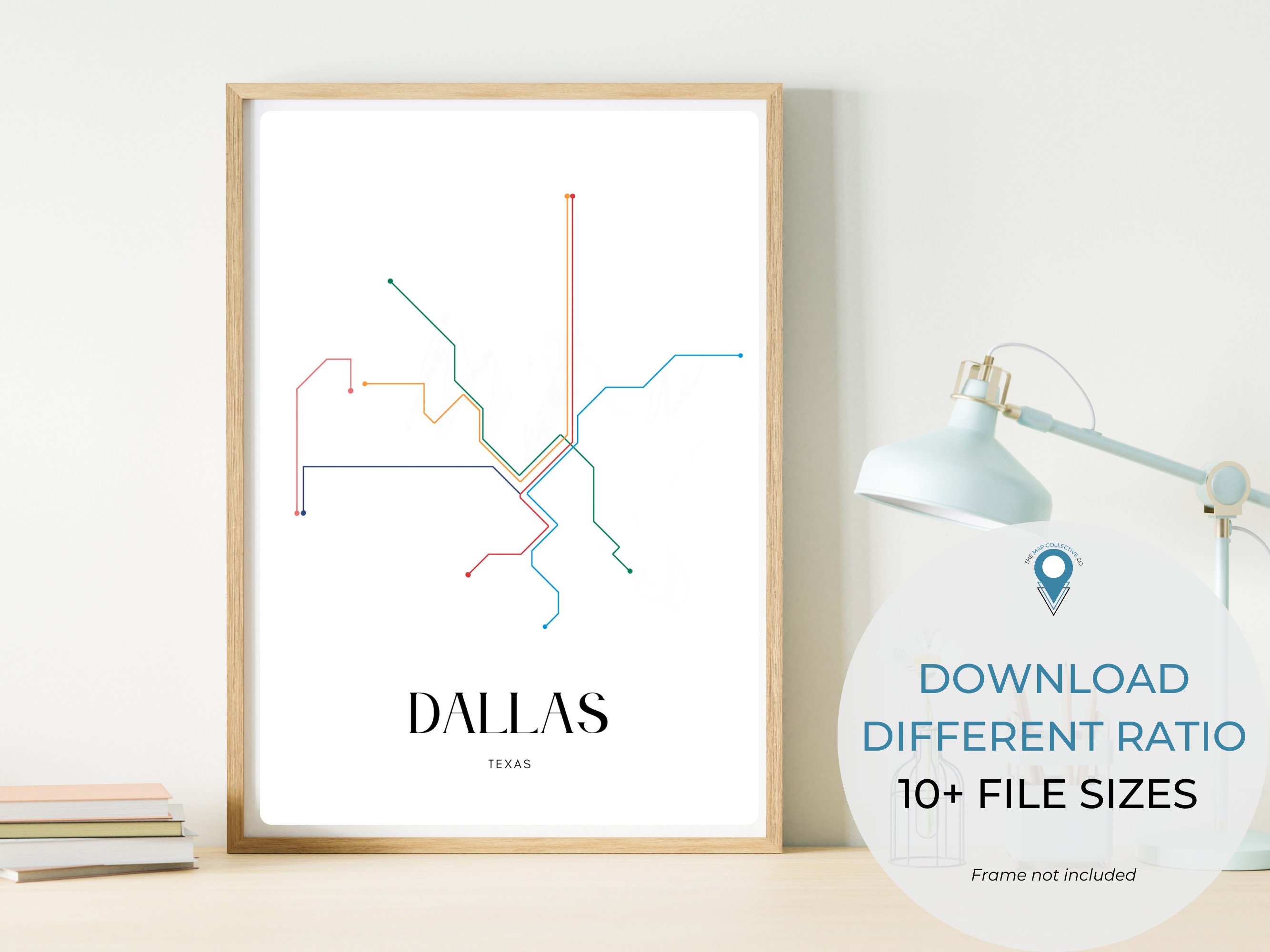 Dallas Transit Wall Art, DART Map, Dallas Train Map, 100% Hand-drawn ...