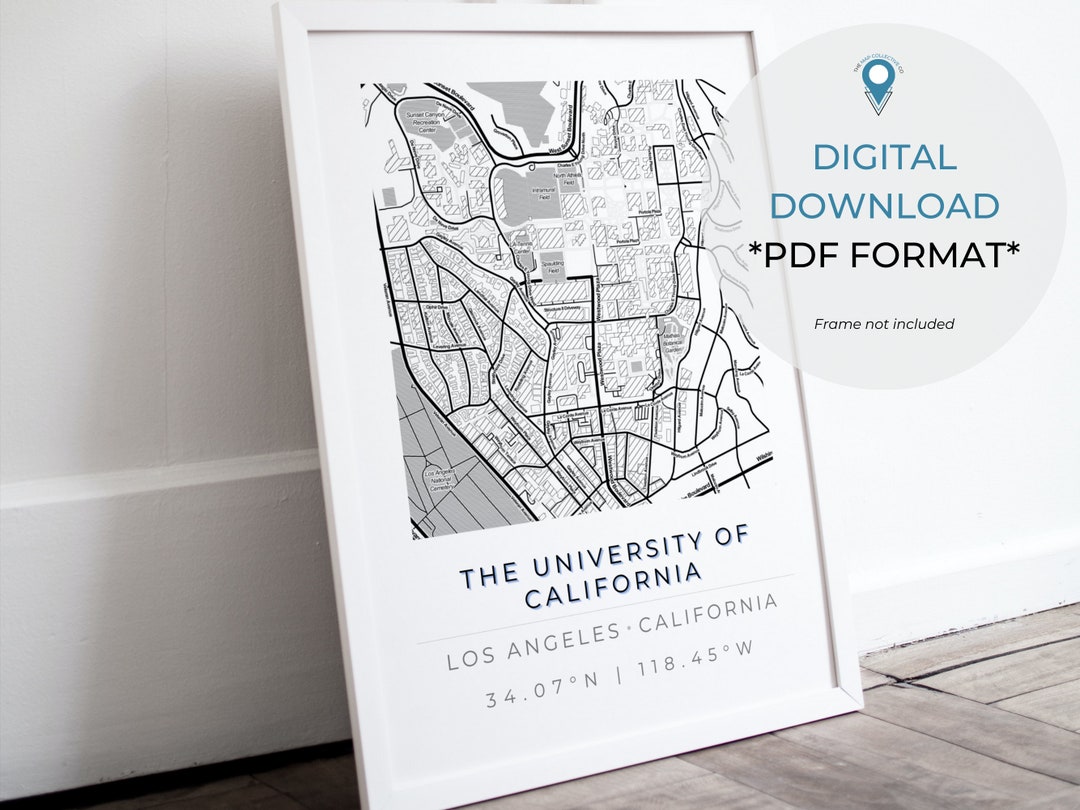 UCLA Map, Los Angeles Campus Map, Texas Wall Art, College Map Gifts for ...