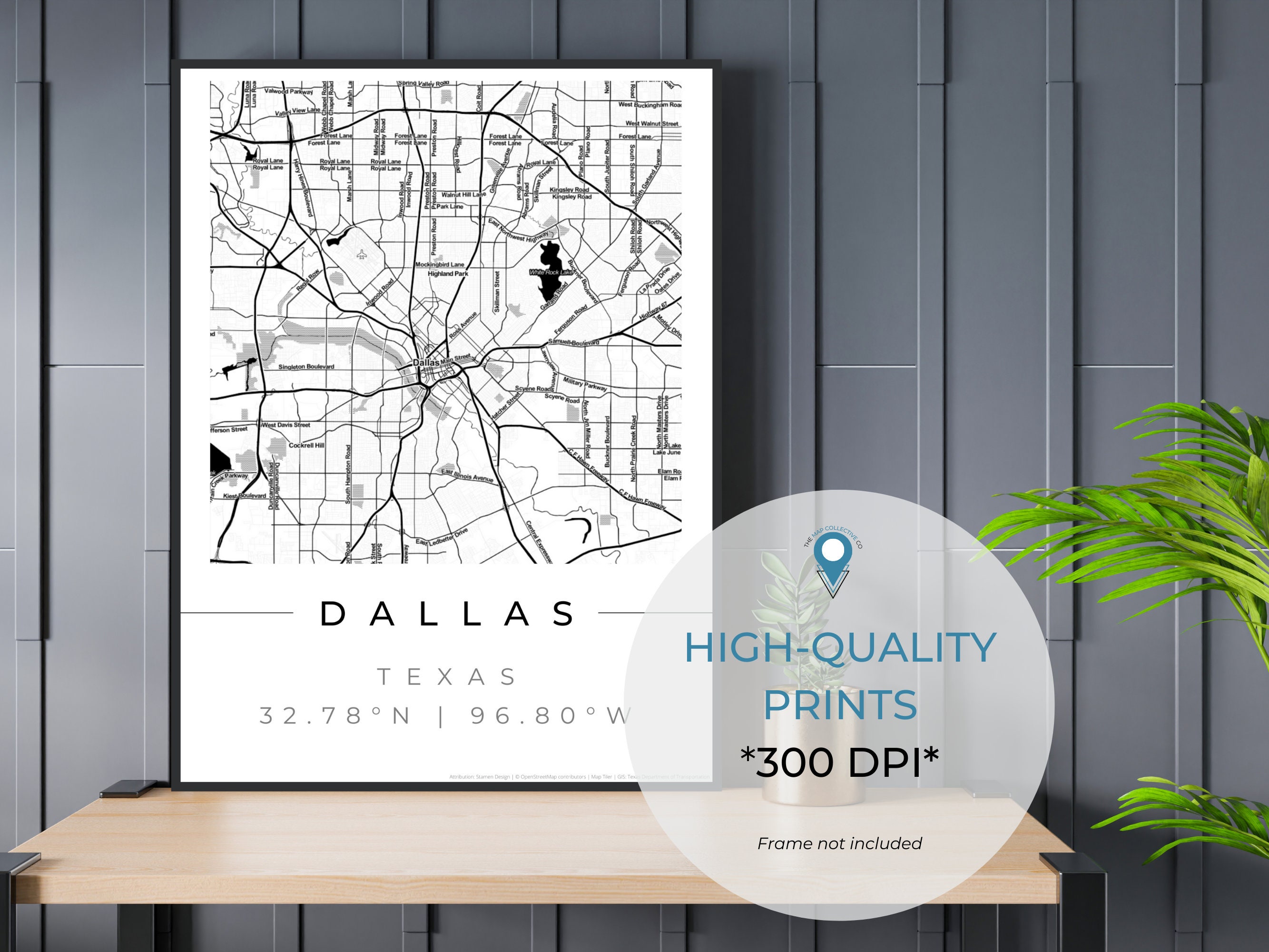 Dallas City Map Poster, Texas City Dallas Map Print, TX US State City ...