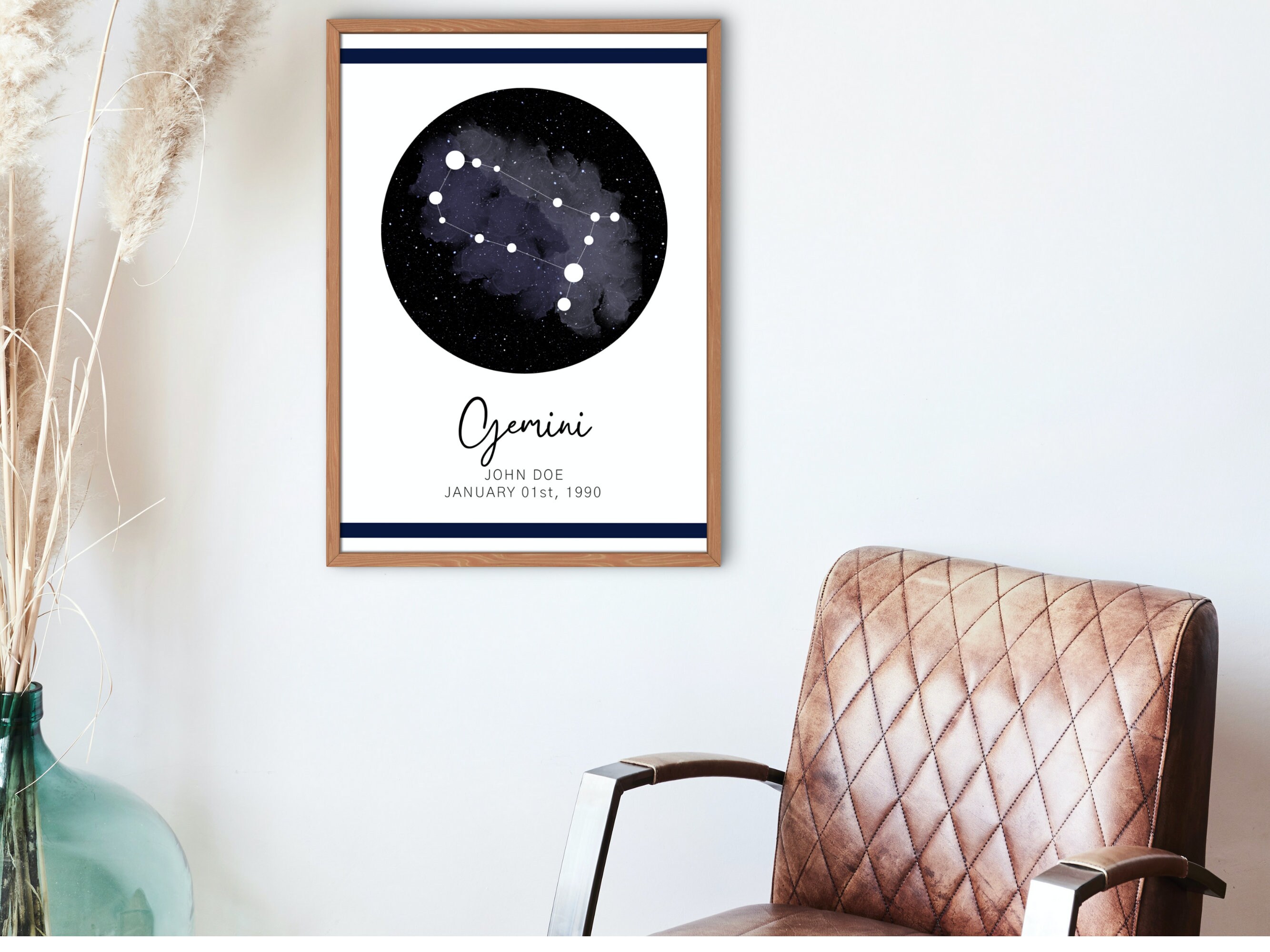 CUSTOM Day You Were Born, Star Map, Zodiac Birth Star Map Personalized ...