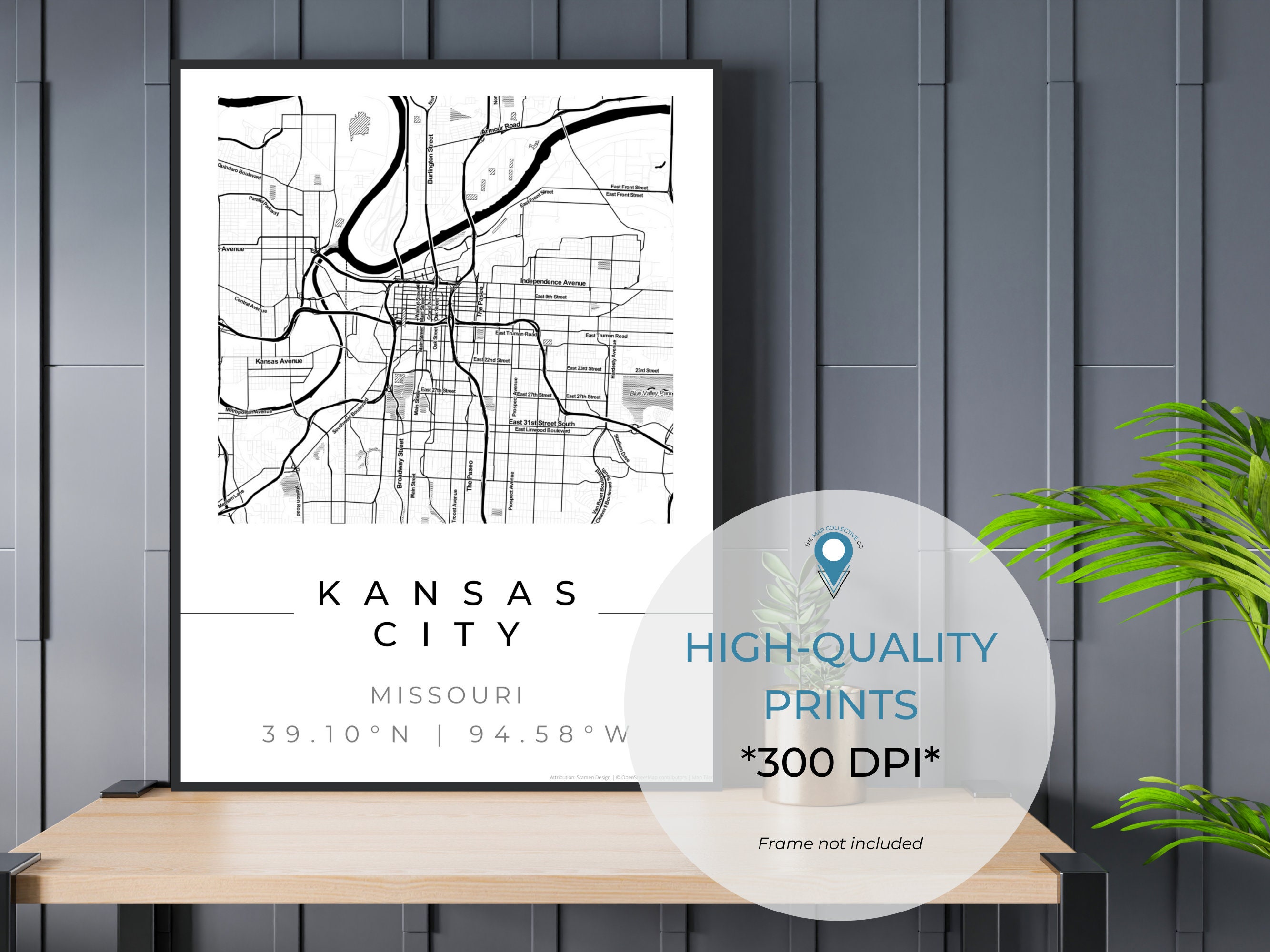 Mapa de Kansas City / Mapa de la plaza digital / Mapa del - Etsy México