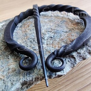 Hand Forged Iron Fibula, Viking Cloak Pin, Medieval Iron Pin, Twisted ...