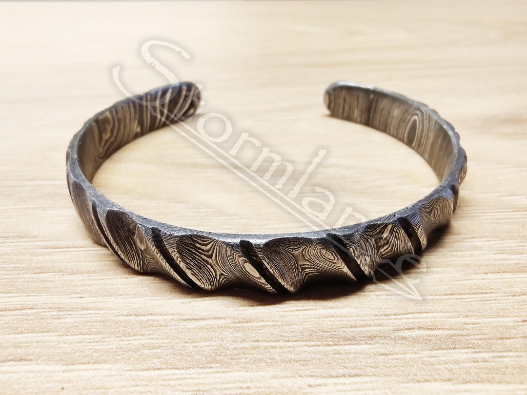 Damascus Bracelet, Hand Forged, Damascus Steel, Handmade Bracelet ...