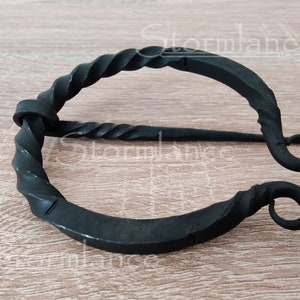 Hand Forged Iron Fibula, Viking Cloak Pin, Medieval Iron Pin, Twisted ...