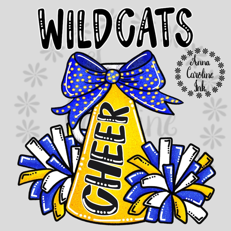 Cheer Pom Poms Megaphone PNG Wildcats Bow Megaphone Cheerleader Tshirt ...