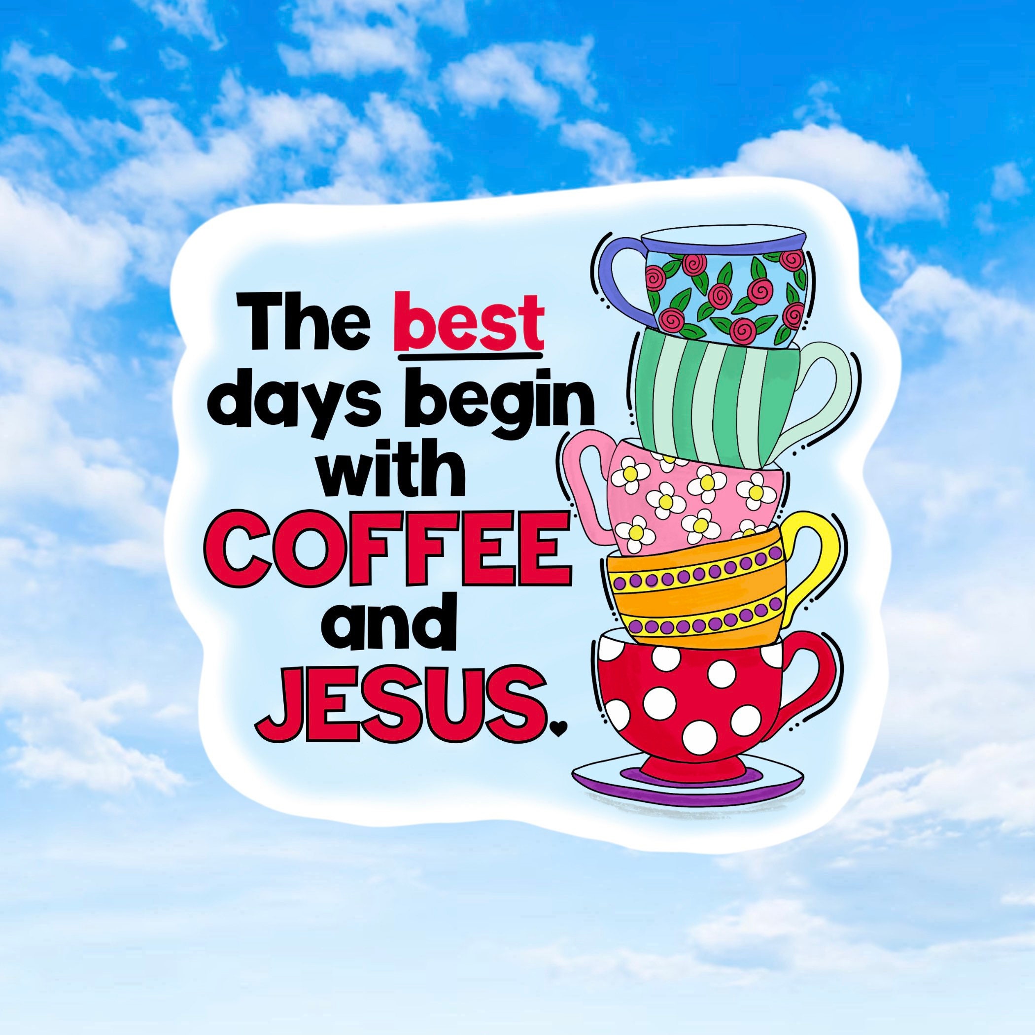 Coffee and Jesus Vinyl Waterproof Sticker for Christian Friend Gift for ...