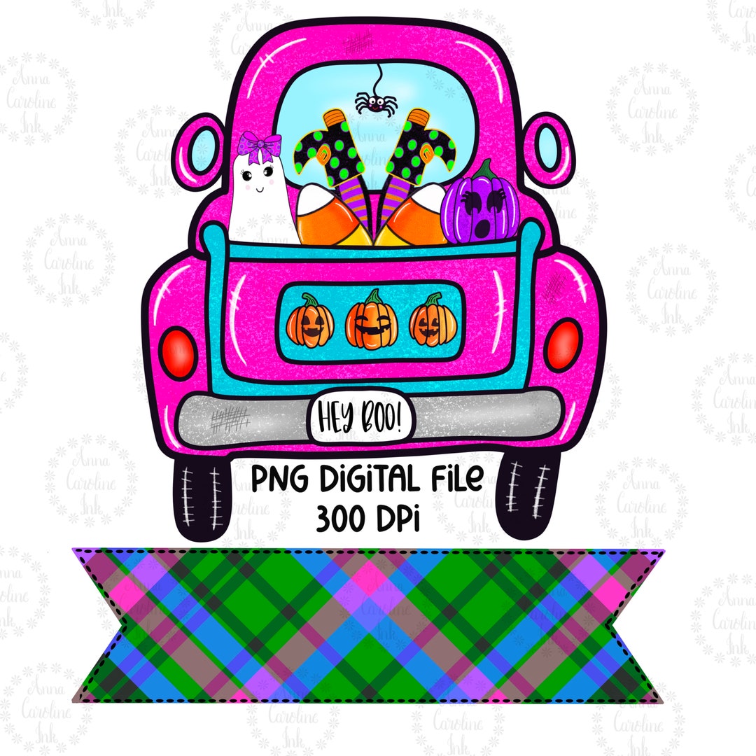 Halloween PNG Halloween Pickup Truck Filled With Pumpkins Ghost Faux ...