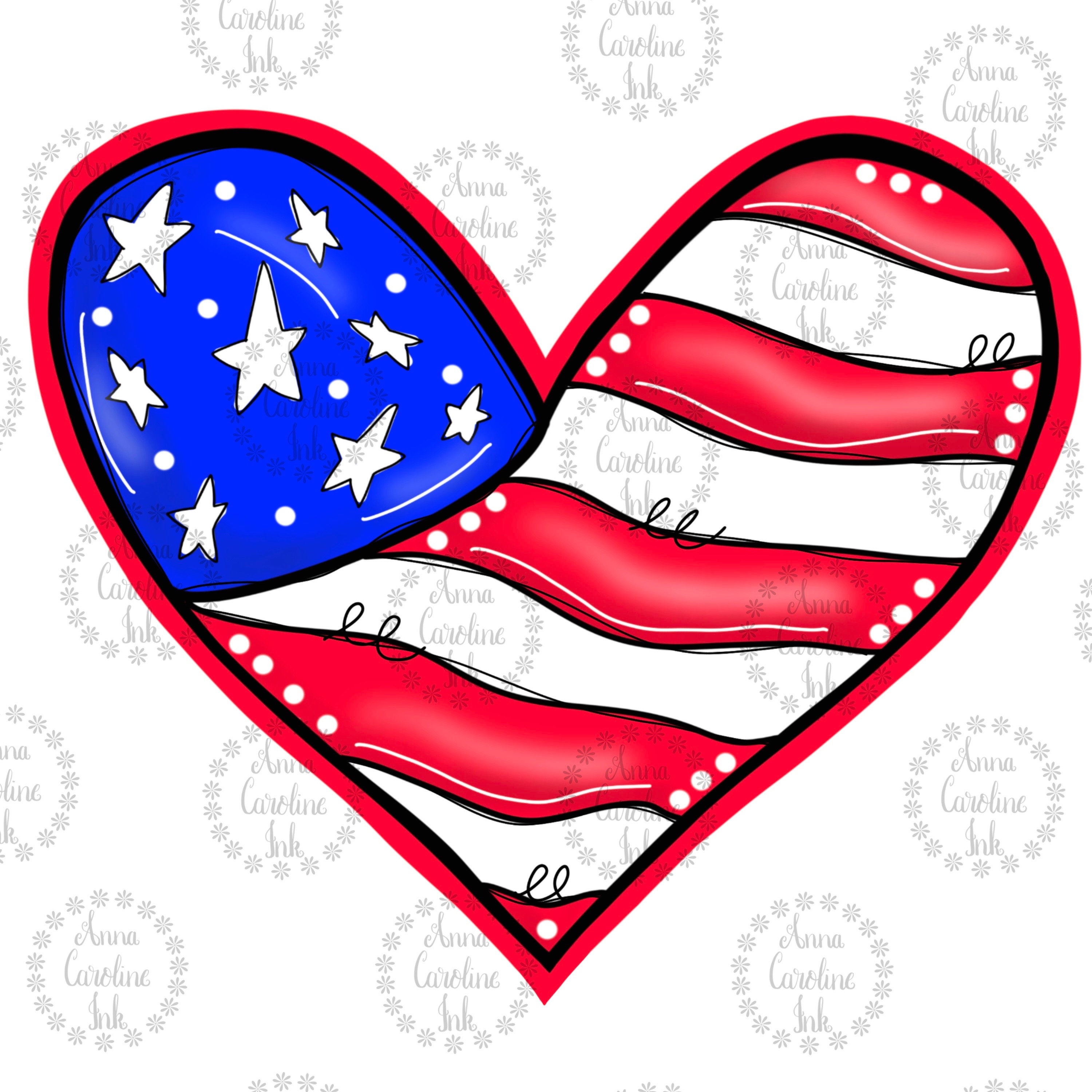 Patriotic Heart Digital File for Sublimation|daisy Flag Clip Art ...