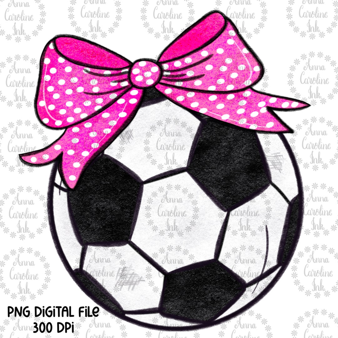 Soccer Bow PNG Pink Poke A Dot Bow Soccer Digital Download Coquette ...