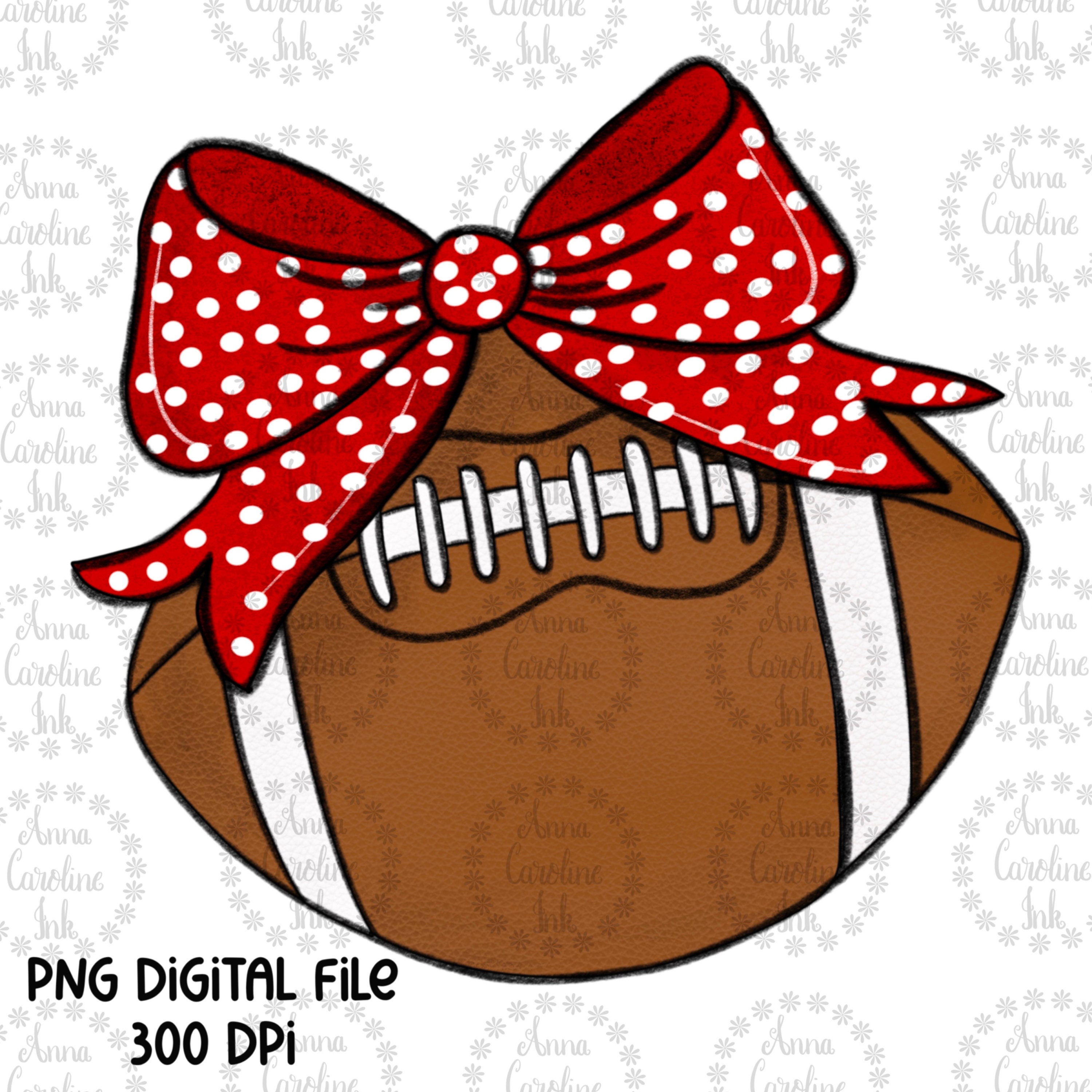 Football Bow PNG Red Poke A Dot Bow Football Digital Download Coquette ...